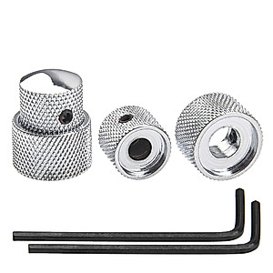 2Pcs Yootones Metal Guitar Dual Concentric Stacked Control Knobs Compatible with Electric Guitar Bass (Silver)