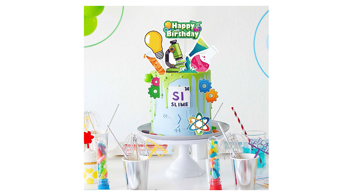 JUYRLE Science Cake Toppers - Fun Chemistry Party Decor