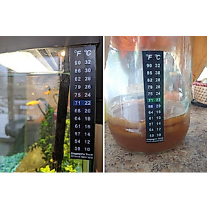 Stick On Thermometer Strip, Digital Temperature Display for Fermenting, Brewing, Wine, Beer, Kombucha or Aquariums. 50-90F (10-32C) Adhesive Sticker 10 Pack (10)