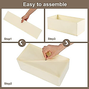 Coorganisers 6 Packs Dresser Organizers, Drawer Organizers for Clothing, Baby Organizers and Storage Drawers, Woven-Fabric Dresser Drawer Organizers, Baby Clothes Organizer in Bedroom (Beige)