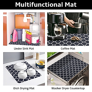 Under Sink Mat for Kitchen Waterproof, Undersink Mats for Bottom of Kitchen Sink, Non-Adhesive Absorbent Quick Dry Under Sink Liner, Non-Slip Shelf Protector Under Sink Tray (Dark Gray, 24"×30")