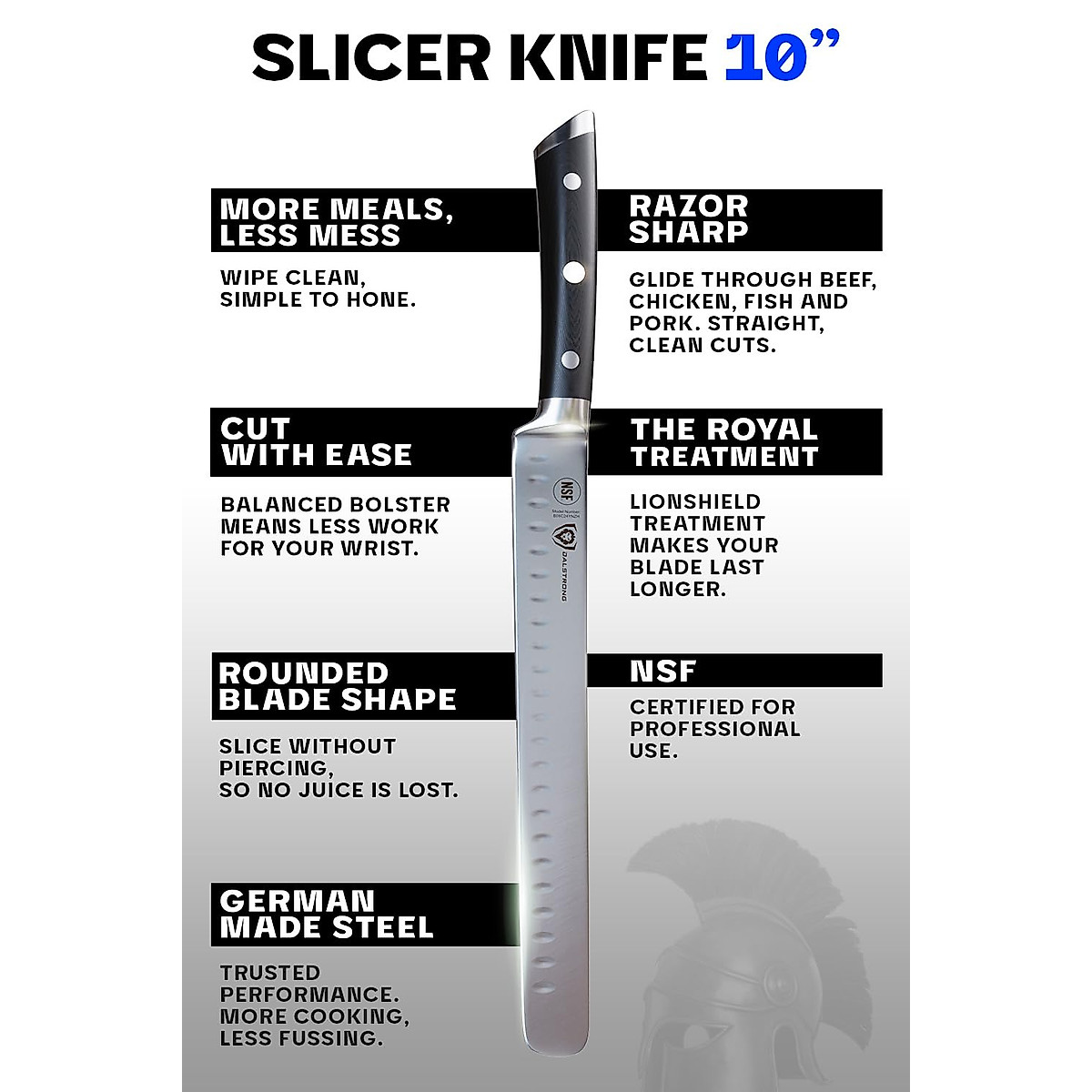 Dalstrong Slicing Carving Knife - 10 inch - Granton Edge - Gladiator Series Elite - Forged High-Carbon German Steel - G10 Handle - w/Sheath - NSF Certified