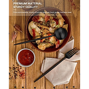 Ollex 40-Piece Black Silverware Set for 8 Stainless Steel Flatware Set with Knives Forks and Spoons Utensil set, Satin Finish Tableware Cutlery Set, Dishwasher Safe