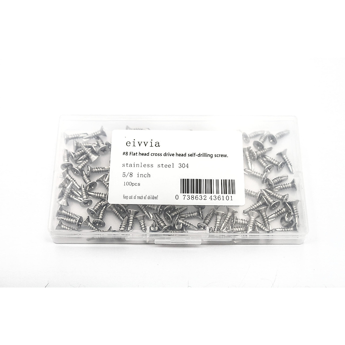 eivvia100pcs #8 * 5/8" Flat Head Cross Drive Head, 304 Stainless Steel, Flat Head Sheet Metal Screw self Tapping Screw Swallowtail Screw.…