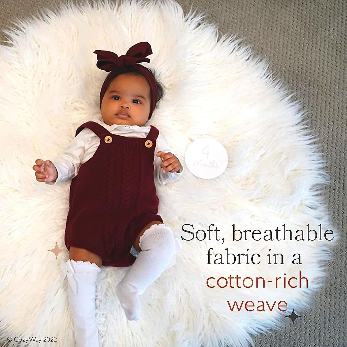 CozyWay Baby Knee High Bow Socks For Baby Girls Infant 6-12 Months 5-5 Pack