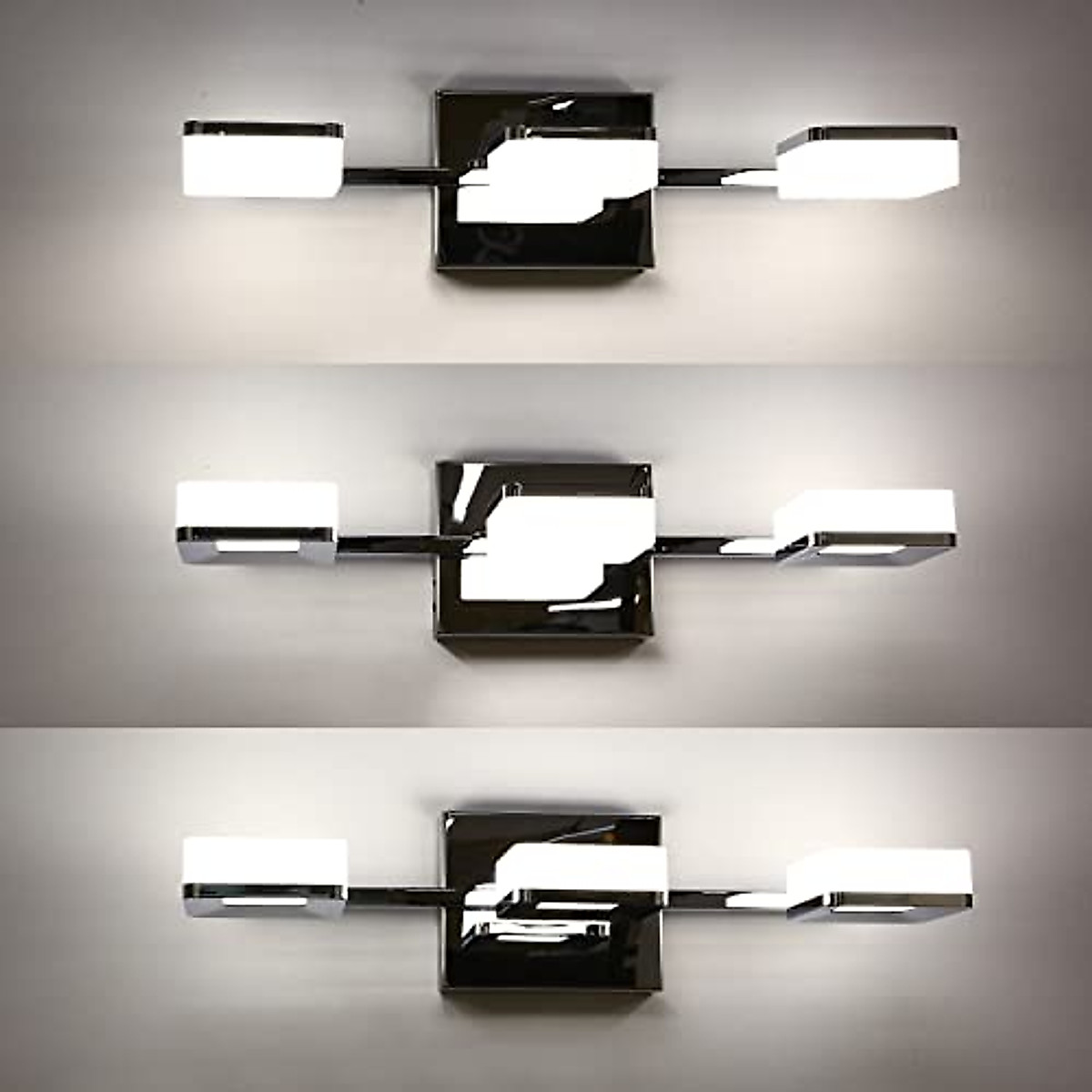 3 Lights LED Bathroom Vanity Lights, Acrylic Modern Wall Mount Lighting, LED Bathroom Wall Lighting Fixtures Over Mirror, 21W, 2509LM, 10%-100%, SCR Dimming 5000K (Natural White Light) - Chrome