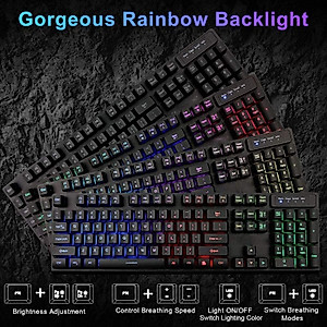 XYLXJ Computer Keyboard and Mouse Combos, Wired Gaming Keyboard Mechanical Feeling Backlit Keyboards USB Keyboard Waterproof Computer Game Keyboards