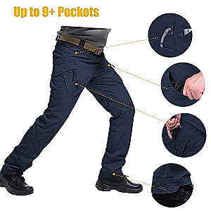 EUTROPOON Mens Cargo Pants Work Tactical Pants Lightweight Hiking Pants Ripstop Outdoor Combat Military Pants with 9 Pockets Navy Blue