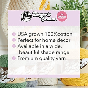 Lily Sugar 'N Cream The Original Solid Yarn, 2.5oz, Medium 4 Gauge, 100% Cotton - Blue - Machine Wash & Dry