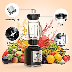 Willz High Speed Kitchen Countertop Blender for Juices, Shakes, Smoothies - Ice Crush & Pulse Functions, 60oz, Black