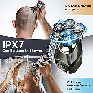 WeChip Head Shaver 7D 5-in-1 Head Shavers for Bald Men with Nose Hair Sideburns Trimmer, Floating Head Razors for Bald Men Waterproof Wet & Dry, LED Display, Cordless, Rechargeable