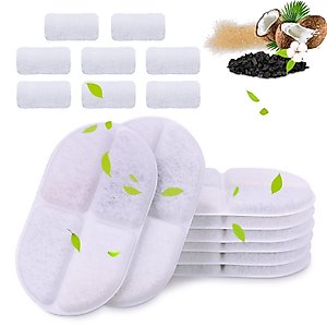 TIKAIT Cat Water Fountain Filter, 8 Pack Filters & Pre-Filter Sponges for 84oz/2.5L Automatic pet Water Dispenser, Water Bowl with Ultra-Quiet Smart Pump for Cats Dogs