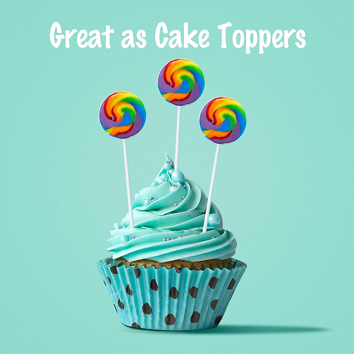 LIDATREE 1.5" Swirl Lollipop, Rainbow Lollipops Individually Wrapped Bulk, Kid's Lollipops Candy for Birthday, Mixed Fruit Flavor 12 Pack