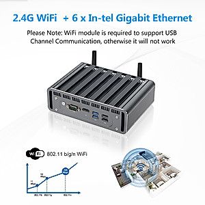 VNOPN Micro Firewall Appliance 6 LAN Intel Core i3 6006U 8GB DDR4 128GB SSD, 6 Intel i211 NIC Gigabit Ports Industrial Fanless Mini PC, Network Soft Router Mini Computer, Support AES NI/WiFi