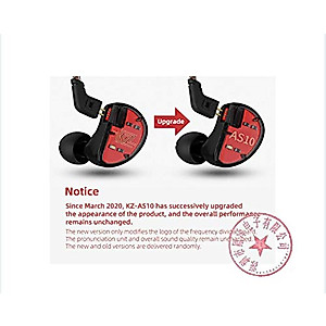 KZ AS10 IEM 5 Balanced Armature Driver Earphone, Stereo HiFi KZ in Ear Monitor Headphone Musician Headset with Detachable 2 Pin Cable(No Microphone, Black)