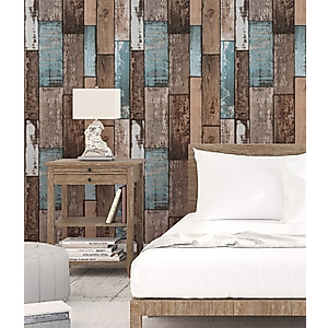 118''x17.7''Wood Wallpaper Peel and Stick Wood Contact Paper Wood Plank Wallpaper Stick and Peel Self Adhesive Wallpaper Removable Wallpaper Rustic Distressed Wood Look Wallpaper Faux Vinyl Roll