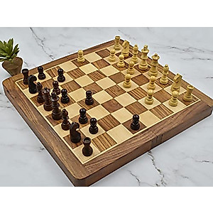 STORE INDYA Handmade Premium Wooden Magnetic Folding Chess Board Set with Storage Box -12 Inch| Travel Chess Board Game |Tournament Chess Set| Strategy Educational Board Games for Kids Adults Teens