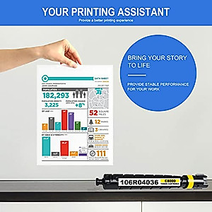 C8000 Yellow Toner Cartridge 106R04036 - DRAWN 1 Pack Compatible C8000 Standard Yield (8000 Pages) Toner Cartridge Replacement for Xerox Versalink C8000 Printer, 106R04036