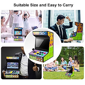 Handheld Arcade Game Console -10 Inch Mini Arcade Machine Cabinet - Classics Mini Video Player -Retro Games Included -Tabletop and Bartop Support for TV Output, Birthday Present Gift for Kids