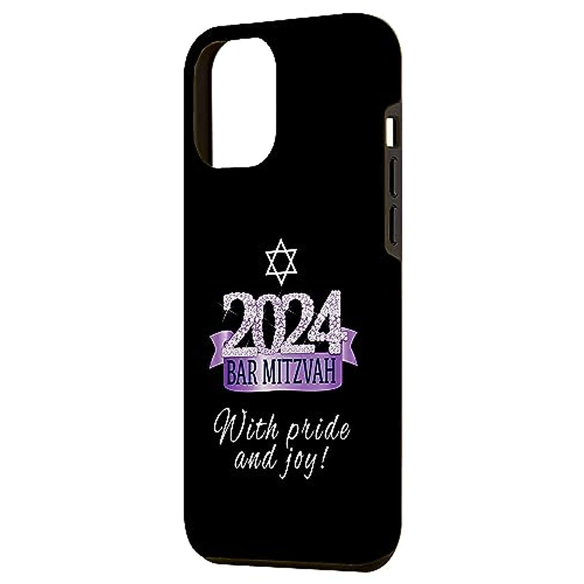 iPhone 14 Pro Max Bar Mitzvah 2024 I With Pride & Joy I Purple Banner Decor Case