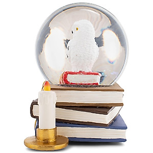 Elanze Designs Snowy White Owl 100MM Sturdy Wind Up Musical Glitter Water Snow Globe Tabletop Dresser Nightstand Figurine Decoration Plays Tune Fantasie Impromptu