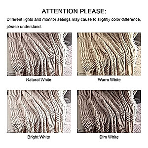 lifein Tan Throw Blanket for Couch-Soft Knitted Farmhouse Boho Throws,Cozy Knit Small Lightweight Blankets&Throws with Tassels for Bed,Chair,Sofa,Room,Home Decor,Spring (Light Khaki/Tan,50 * 60in)