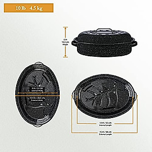 Granite Ware 15-Inch Covered Oval Roaster, 15 inches, Black