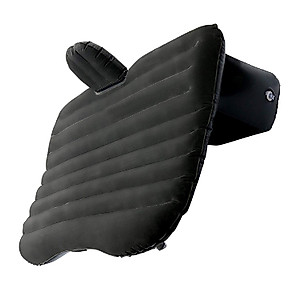 NovelBee Back Flocking Surface Car Travel Inflatable Mattress Air Bed Camping with 2 Air Pillows,Inflatable Pump and Handbag (Black)