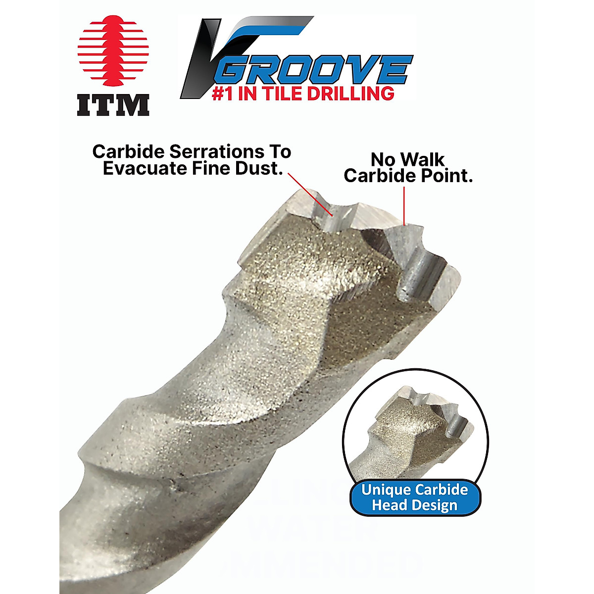 ITM V-GROOVE - VG-4002B - 3/16" X 4" - 25 Pack - Porcelain Tile Drill Bits - Carbide Tipped Drill Bits for Porcelain, Ceramic, Marble, Stone and Glass Tile