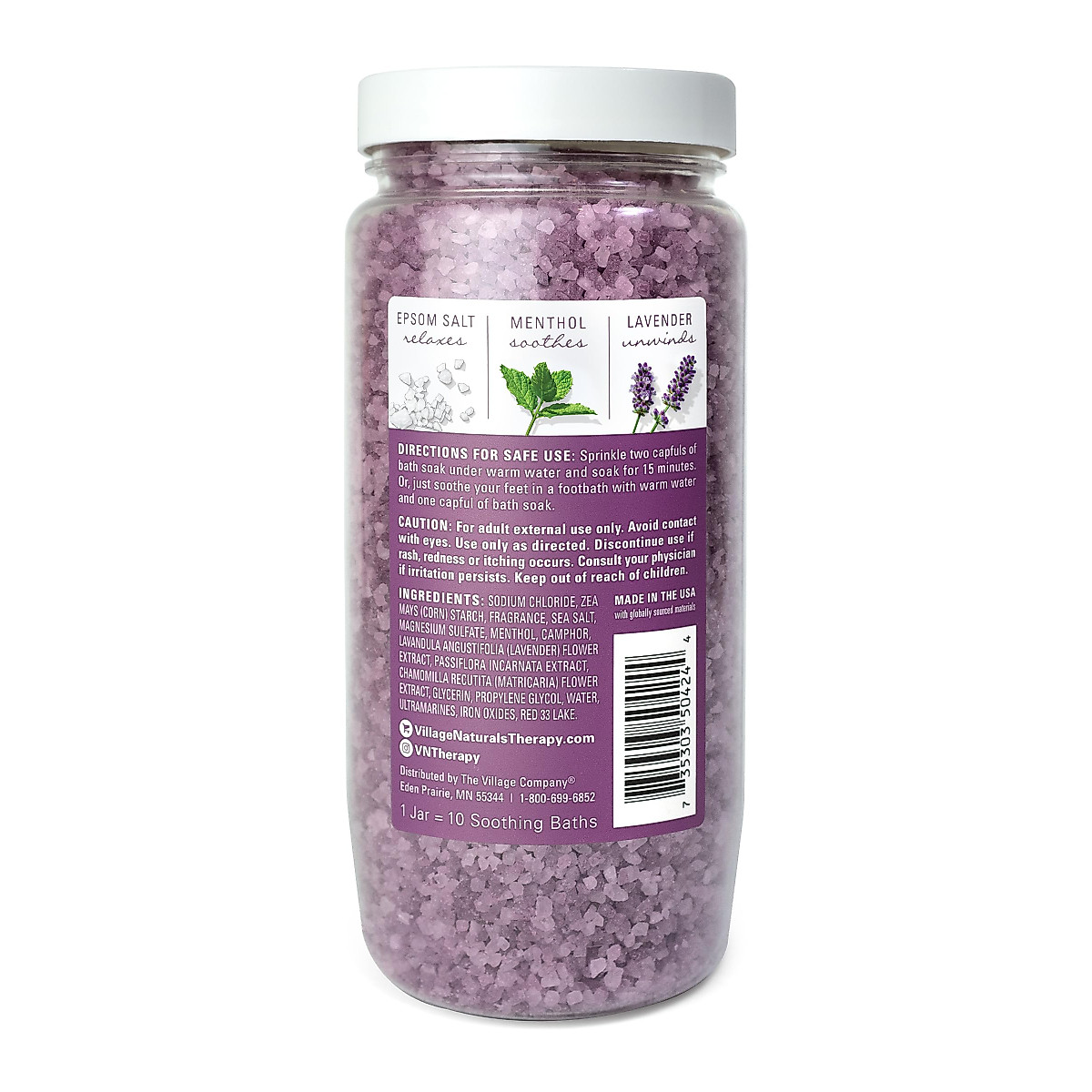 Village Naturals Therapy Nighttime Concentrated Mineral Bath Soak, 20 oz, Pack of 4