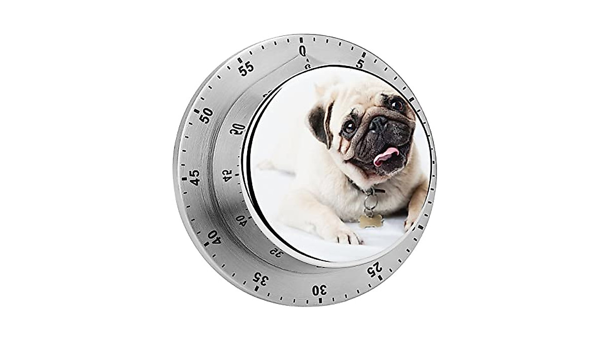 Pug Dog Magnetic Kitchen Timer | Countdown Clock for Cooking & Study