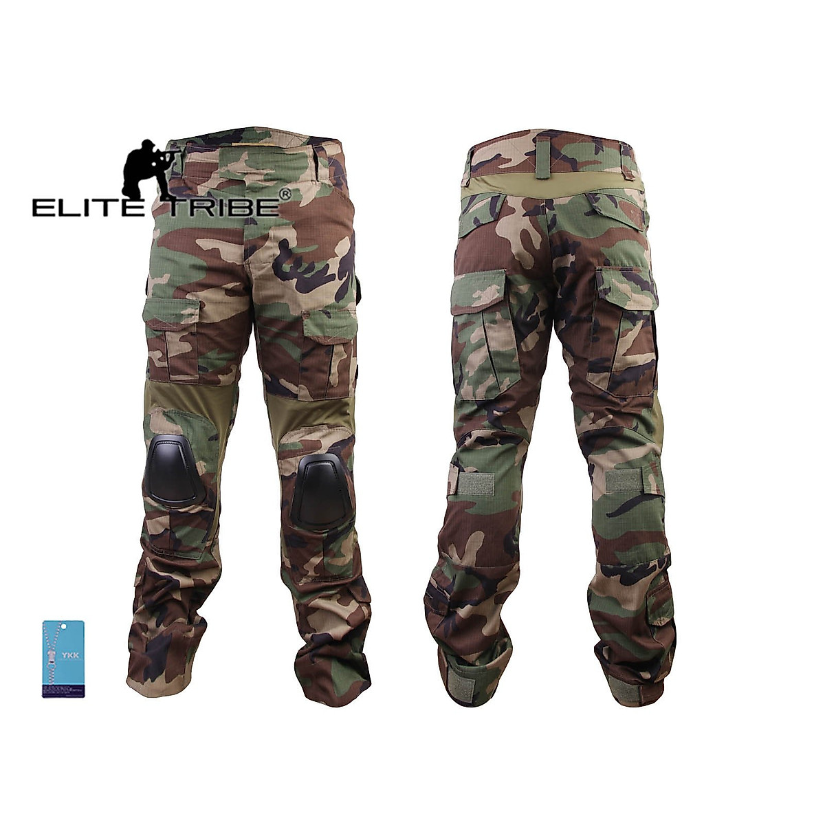 Paintball Equipment Men Airsoft Hunting Combat BDU Pants Gen3 Tactical Pants with Knee Pad Woodland (L(34))