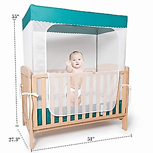 YeTrini Crib Safety Tent,See Through Mesh Crib Netting Mosquito Nets Sturdy Crib Cover to Keep Toddler from Climbing Out,to Keep Cats Out,to Keep Baby in-Gray