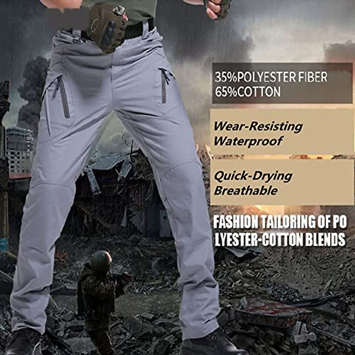 XHSYTC Soldier Tactical Waterproof Pants Outdoor Combat Hiking,Mens Tactical Pants Ripstop Cargo Pants,Multi Pocket Work Pants. (XL, Black)