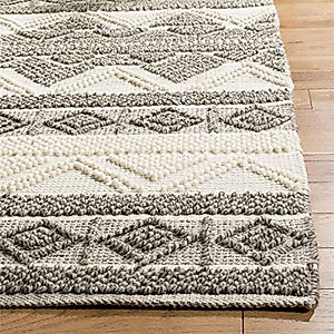 SAFAVIEH Natura Collection 2' x 3' Ivory/Grey NAT104A Handmade Moroccan Boho Tribal Wool & Cotton Accent Rug