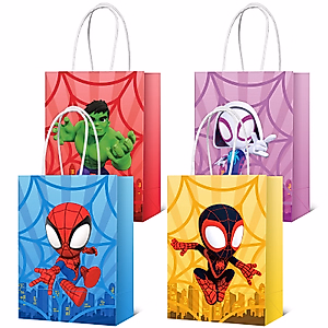 Spidey Party Supplies, 12Pcs Party Favor Gift Goodie Bags for Spidey and His Amazing Friends Birthday Decorations