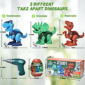 Take Apart Dinosaur Toys for 6 7 8 9 10 Year Old Kids, Kids Toys Stem Learning Educational Building Kids Toys with Electric Drill, Dinosaur Toy Birthday Easter Gifts Boys Girls
