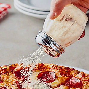 Tezzorio (Set of 12) 6-Ounce Polycarbonate Cheese Shaker with Perforated Top, Swirl Cheese Shakers with Stainless Steel Lids, Restaurant Cheese and Spices Shakers