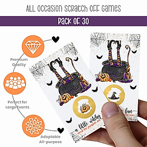 Witchy Fun Halloween Scratch Off Party Game Cards (30 Pack) Witch Scratchers Bridal Shower Halloween Reveal Lotto, Pumpkin Raffles Prize Drawings, Wedding Favors, Spooky Theme Activities for Adults