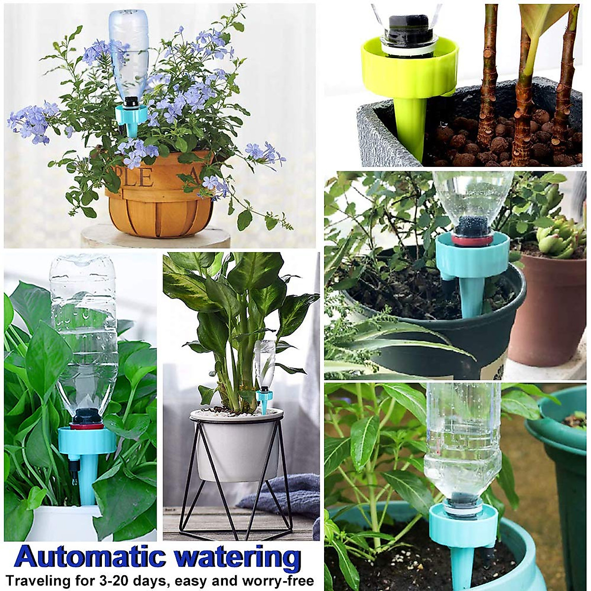 ENIVING 12PCS Automatic Watering Device, Plant Self Watering Spikes With Slow Release Control Valve Switch Plant System Adjustable Water Volume Drip System for Vegetable Gardens, Lawn，Flower Beds