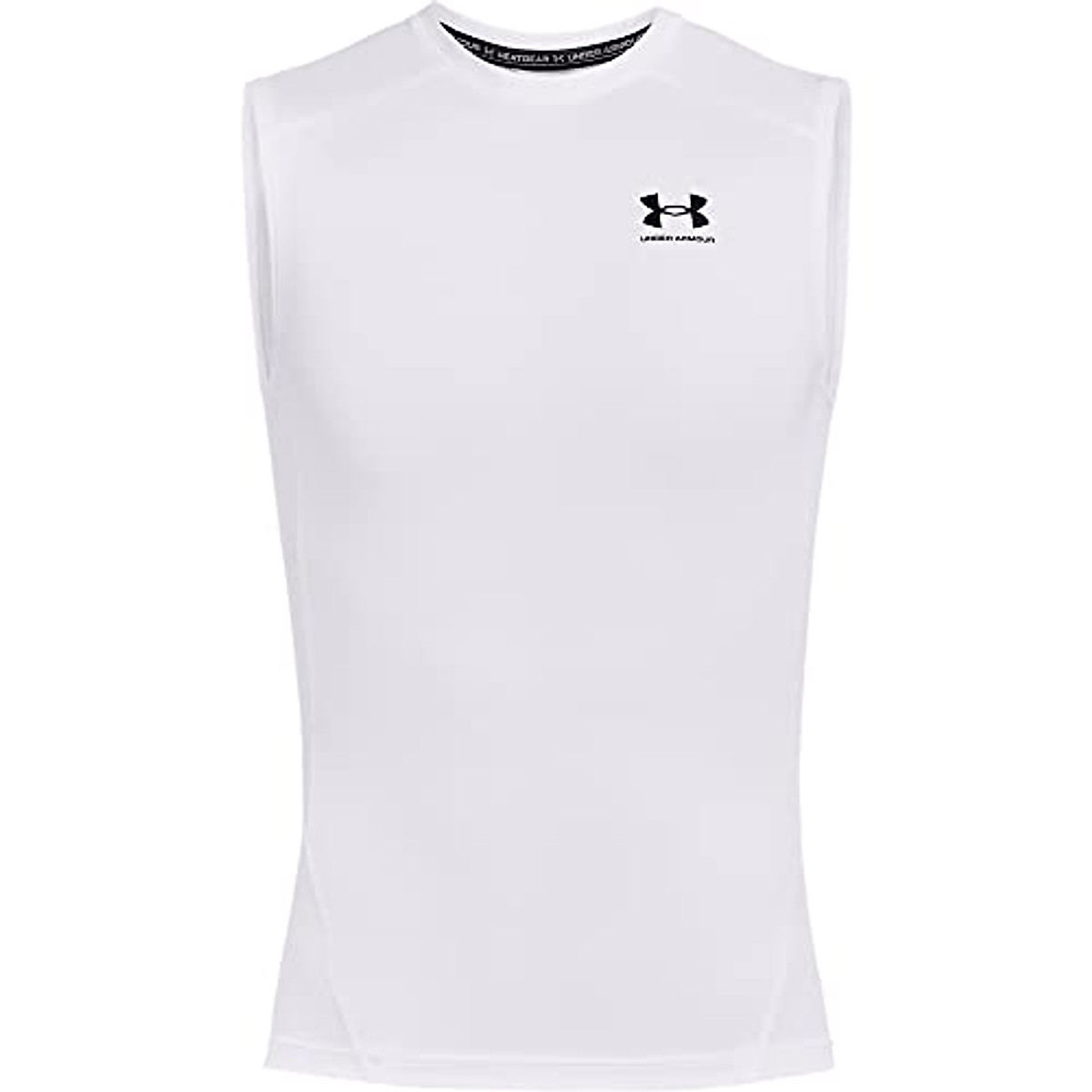 Under Armour Men's Armour HeatGear Compression Sleeveless T-Shirt , White (100)/Black, X-Large