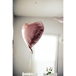 10 pcs Rose Gold Heart Balloons 18" Heart Love Foil Balloon, Helium Support Valentines Day Wedding Bridal Engagement Party Anniversary Decorations