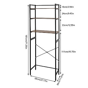 Bathroom Storage Shelf,3-Tier Height Adjustable Washing Machine Storage Rack,Freestanding Storage Rack,Over Dryer Towel Racks,Multifunctional Bathroom Rack,for Bedroom Balcony Kitchens,Black,Oak