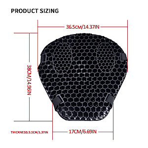ELCYCO Universal Motorcycle Gel Seat Cushion 3D Honeycomb Shock Absorbing Seat Pad with Motorcycle Seat Cover for Comfortable Long Ride