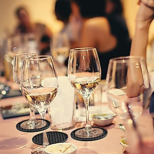 tifanso Coasters for Drinks Set of 6, Silicone Drink Coasters, Black Coasters with Grooved Design, Non-Slip Base, Coasters for Coffee Table, Cup Coasters, Fits Most Size of Drinking Glasses