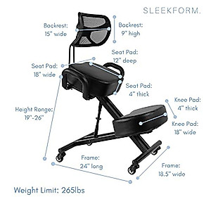 Sleekform Kneeling Chair with Ergonomic Back Support, Adjustable Posture Stool for Home and Office