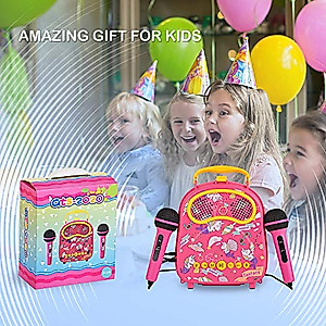 Kids Karaoke Machine with 2 Microphones for Girls Children Singing Machine Toddler Bt Karaoke Music Toy for Birthday