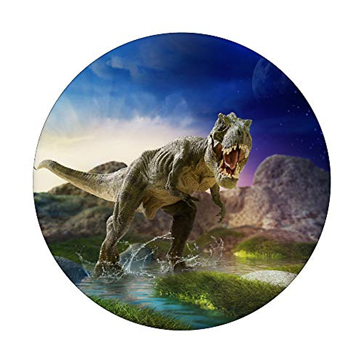 Scary Cute T-Rex Roar Dinosaur With Cloudy Blue Sky Scene PopSockets PopGrip: Swappable Grip for Phones & Tablets