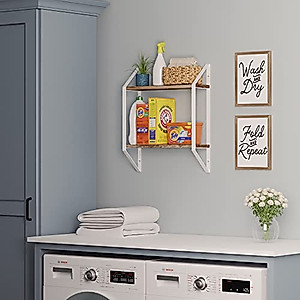 Wallniture Ponza 2-Tier Floating Shelf Wall Storage Shelves Bathroom Organizer, Kitchen Organization, Kids Room Wall Bookshelves, Living Room Decor Burnt Finish