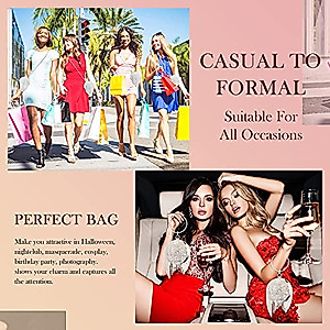 2 Pieces Women's Evening Handbags Rhinestone Clutch Wedding Purse Rhinestone Bag Triangle Bling Glitter Clutch Bag Round Ball Crystal Tassel Evening Bag for Bridesmaid Engagement Party(Silver)